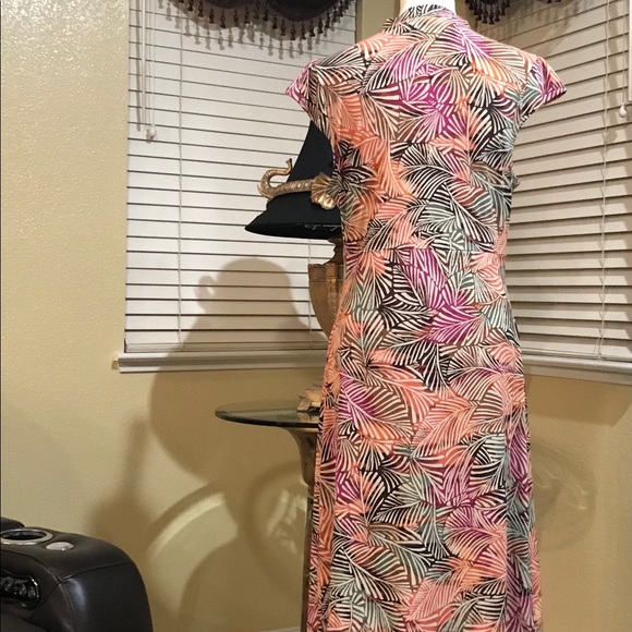 metrostyle | Dresses | Metrostyle Tropical Leaf Capped Sleeve Dress ...